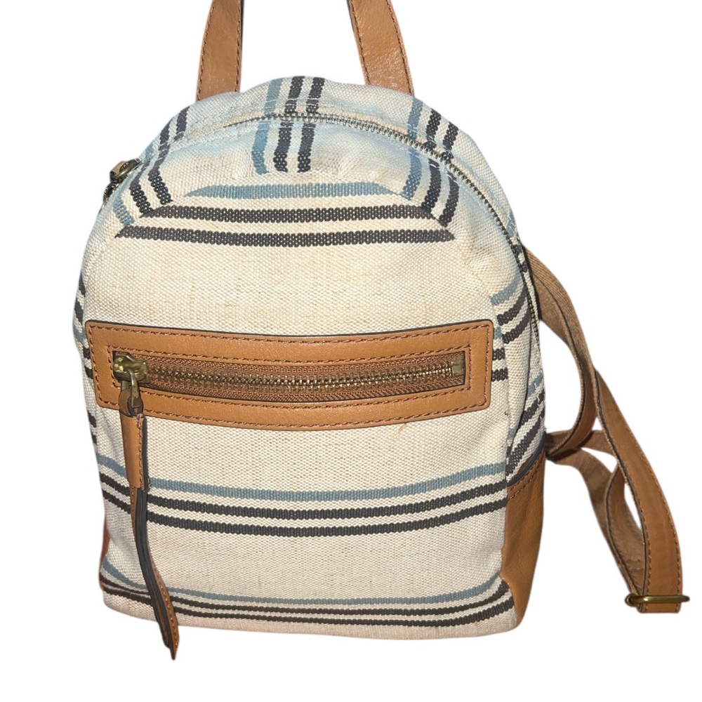 Fossil Tan And Cream Backpack With Leather Accents - Gem